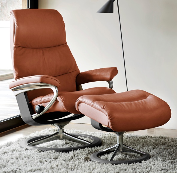 Stressless View Medium Chair & Footstool - Signature Base - Sofas ...